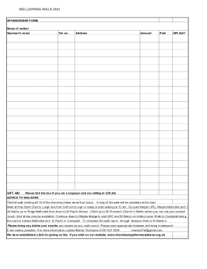 Fillable Online Name of walker: Fax Email Print - pdfFiller