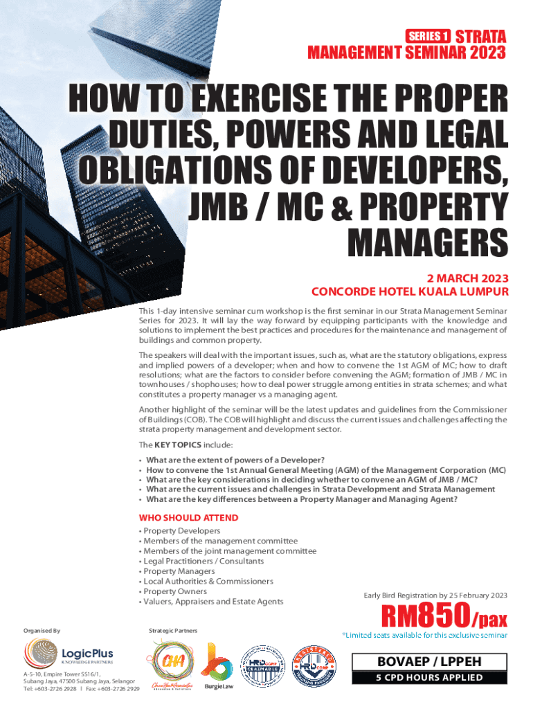 Fillable Online Their roles and duties in strata developments Fax Email ...