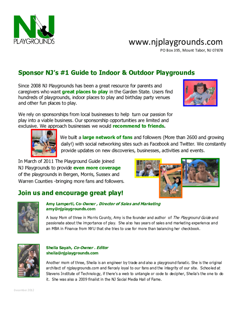 Fillable Online Advertise in NJs #1 Guide to both Indoor and Outdoor Playgrounds Fax Email Print ...