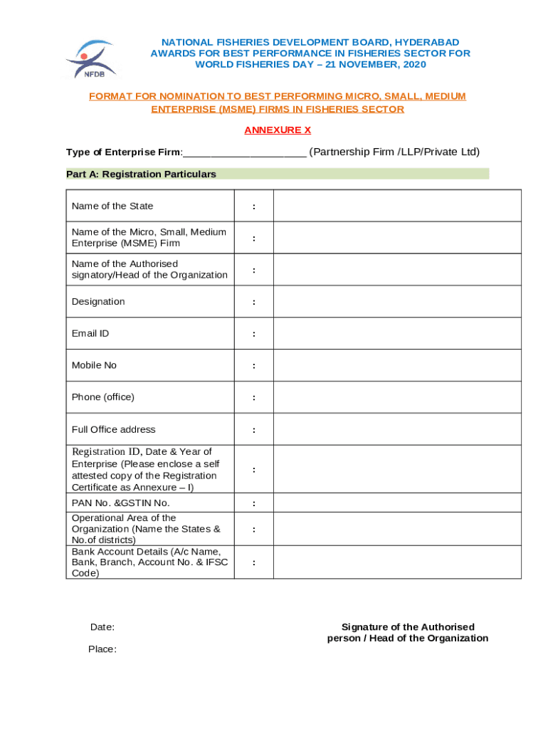 Nomination for BEST FISHERIES ENTERPRISE - ... - nfdb gov Doc Template ...