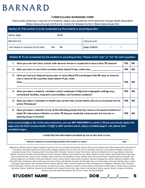 Fillable Online Tuberculosis Screening Form (2).pdf Fax Email Print ...