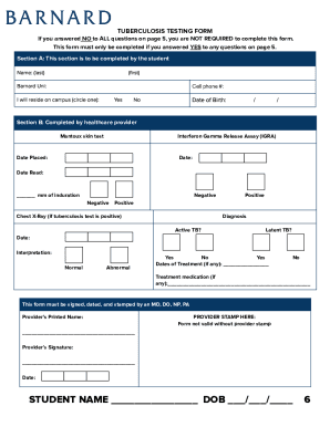Fillable Online TWU Tuberculosis (TB) Screening Requirement Form for ...