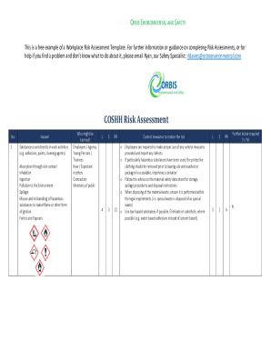 Fillable Online COSHH Risk Assessment Form Template Fax Email Print ...