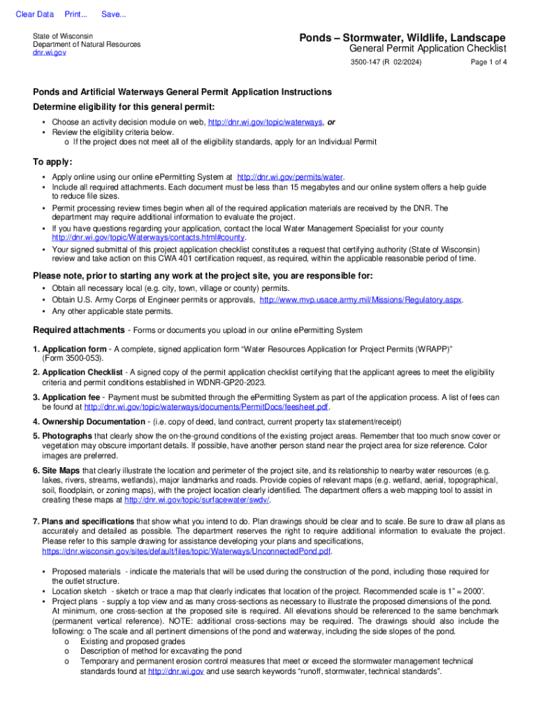 Fillable Online Form 3500-147. PondsStormwater, Wildlife, Landscape ...