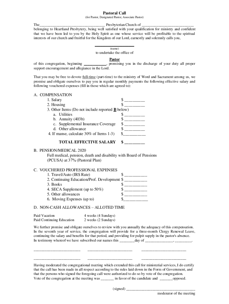 Fillable Online (for Pastor, Designated Pastor, Associate Pastor) Fax ...