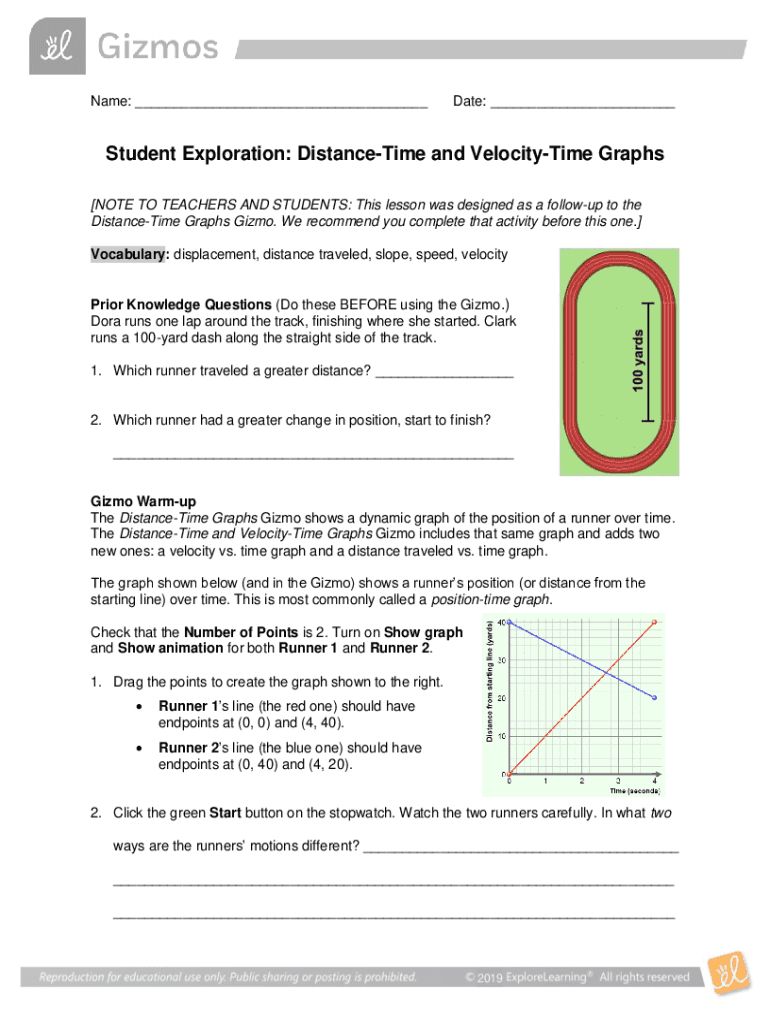 Fillable Online Distance-Time and Velocity-Time Graphs - Metric ...