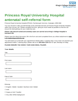 Self-referral maternity Doc Template | pdfFiller