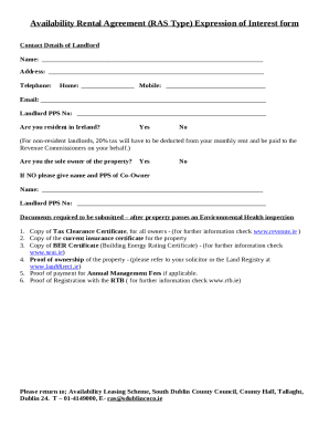 Availability Rental Agreement (RAS Type) Expression of ... Doc Template | pdfFiller