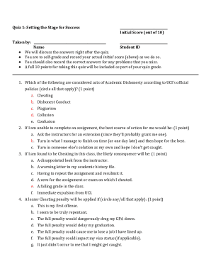 Fillable Online grape ics uci Quiz 1: Setting the Stage for Success Fax ...