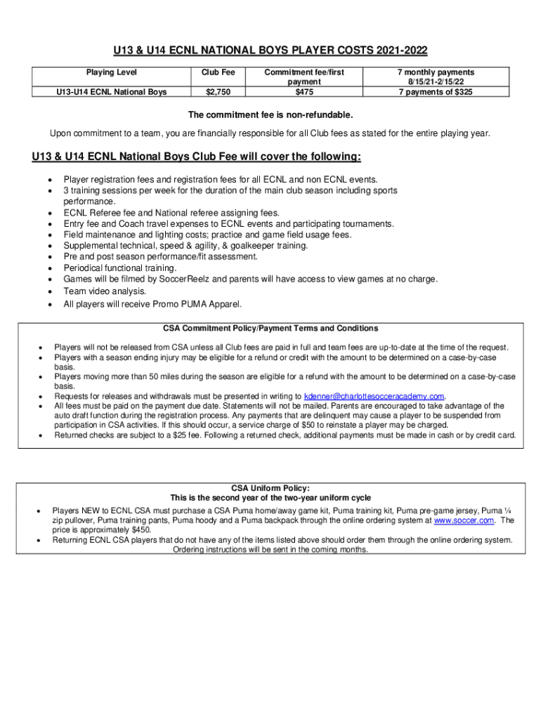 Fillable Online U13-U14 ECNL National Boys Fax Email Print - pdfFiller