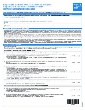 Fillable Online Bupa Safe Critical Illness Insurance Scheme Application ...