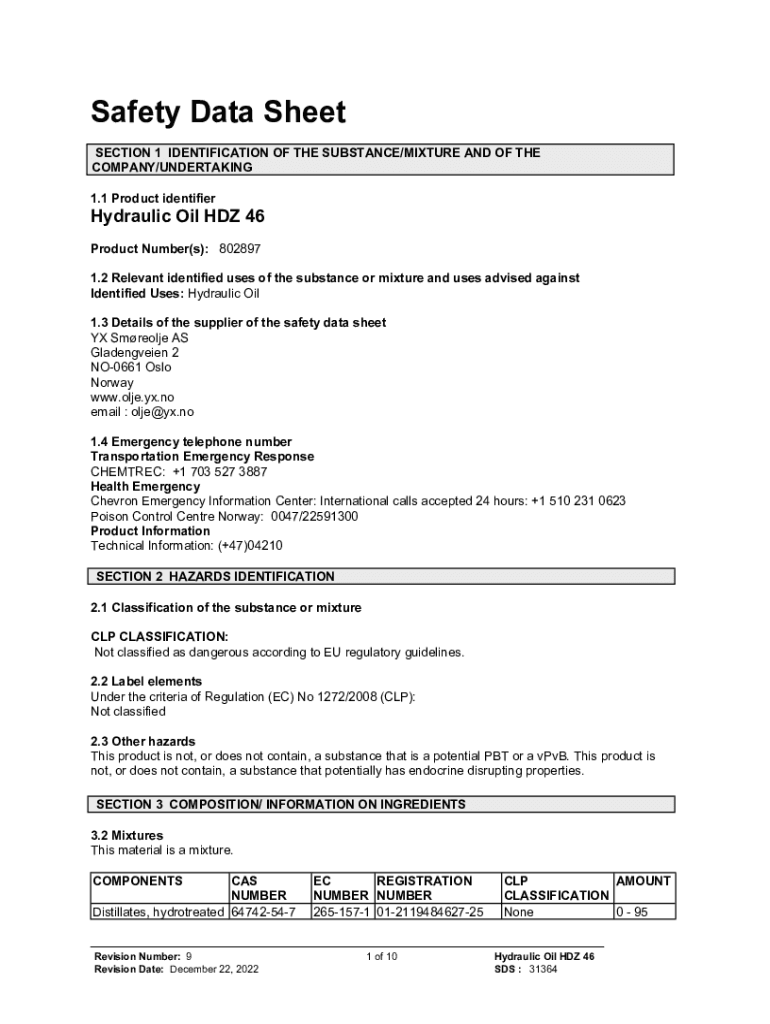 Fillable Online services lube unox Chevron Rando HDZ 46 MSDS Fax Email ...