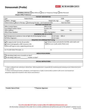 Fillable Online Infusion Office Preference: Fax Email Print - pdfFiller