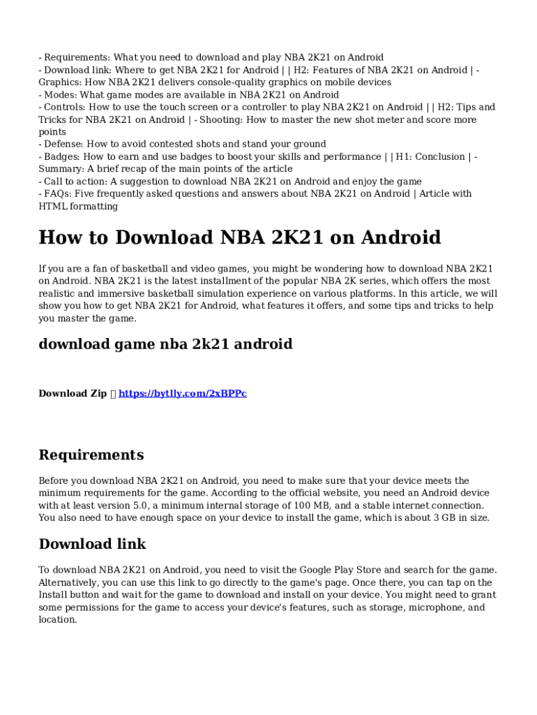 Fillable Online Download Game Nba 2k21 Android Fax Email Print - pdfFiller