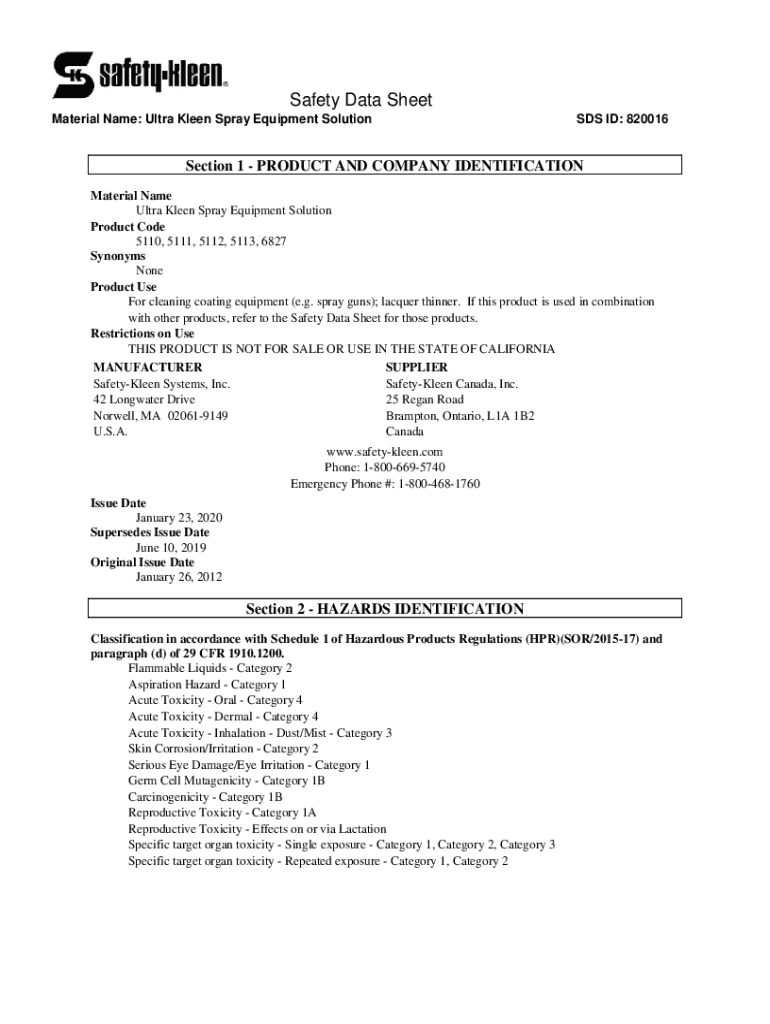 Fillable Online Ultra Kleen Spray Equipment Solution Material Safety Data ... Fax Email Print ...