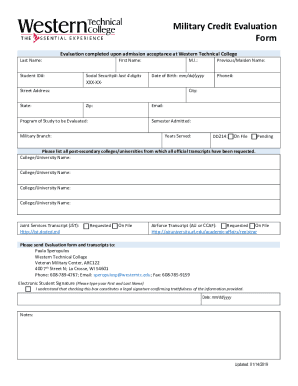 Fillable Online Military Credit Evaluation Form Fax Email Print - pdfFiller