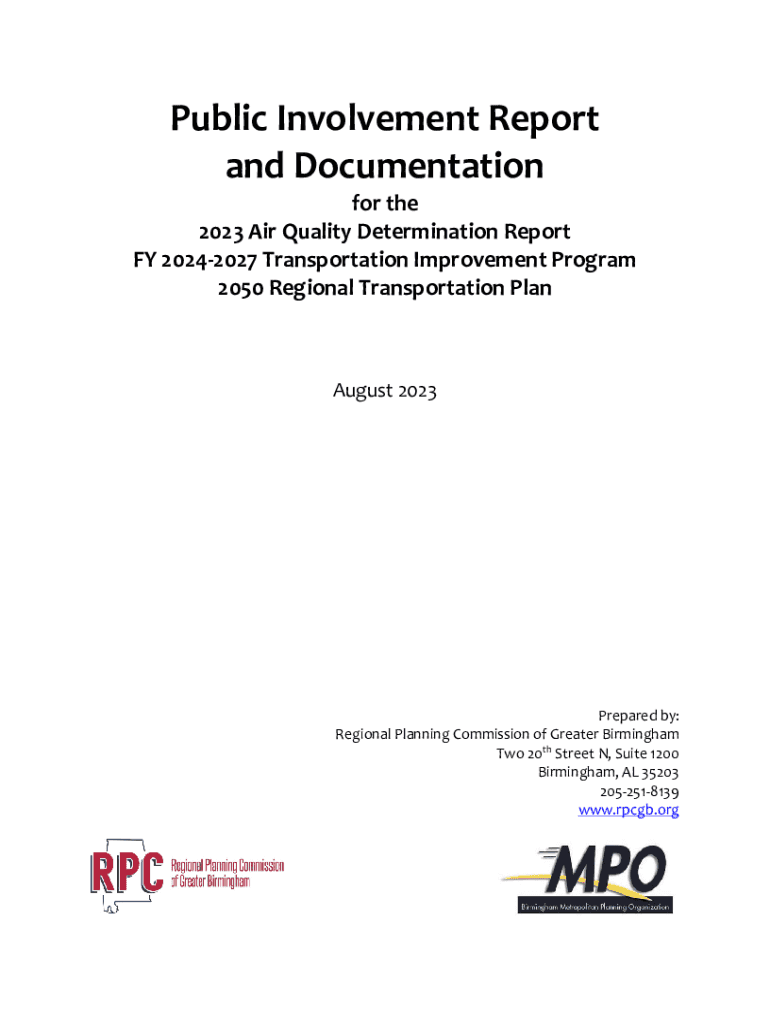 Fillable Online Public Involvement Report and Documentation Fax Email ...