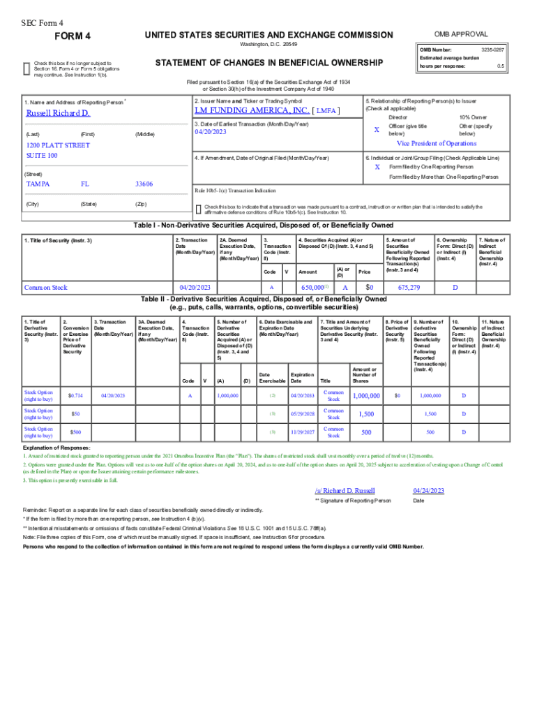 Fillable Online Award of restricted stock granted to reporting person ...