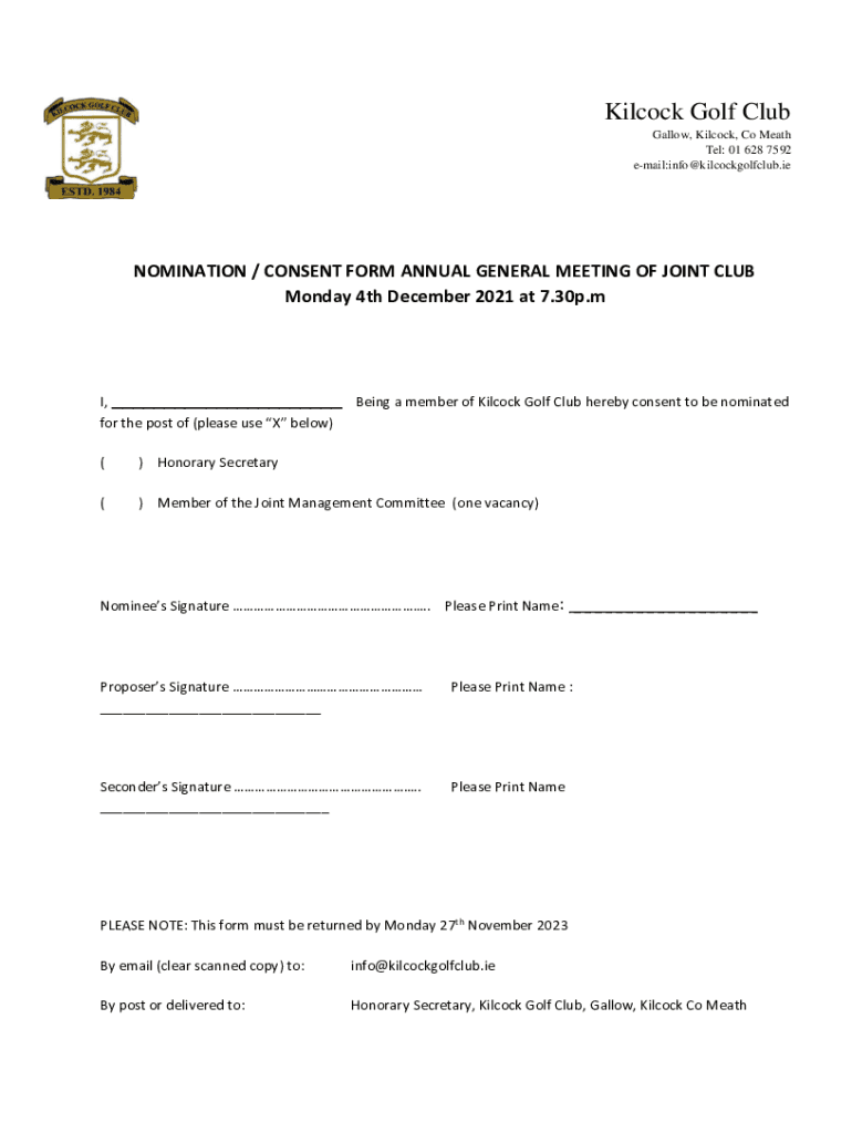 Fillable Online Kilcock Golf Club continues to rise as 40th anniversary ...