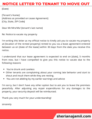 Fillable Online notice letter to tenant to move out Fax Email Print ...