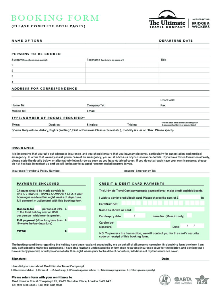 Fillable Online PASSENGER TOUR REGISTRATION FORM Fax Email Print ...