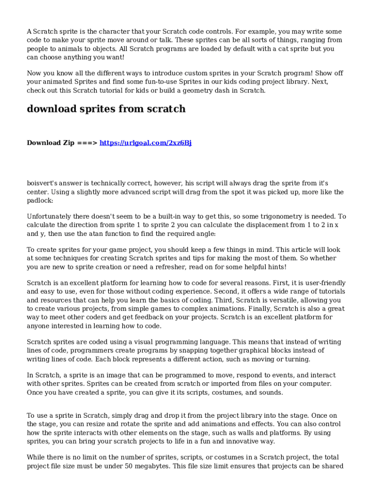 Fillable Online How to Make a Sprite Move in Scratch for Beginners ...