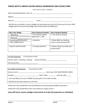 Fillable Online Annual Pledge Form - Cranford Fax Email Print - pdfFiller