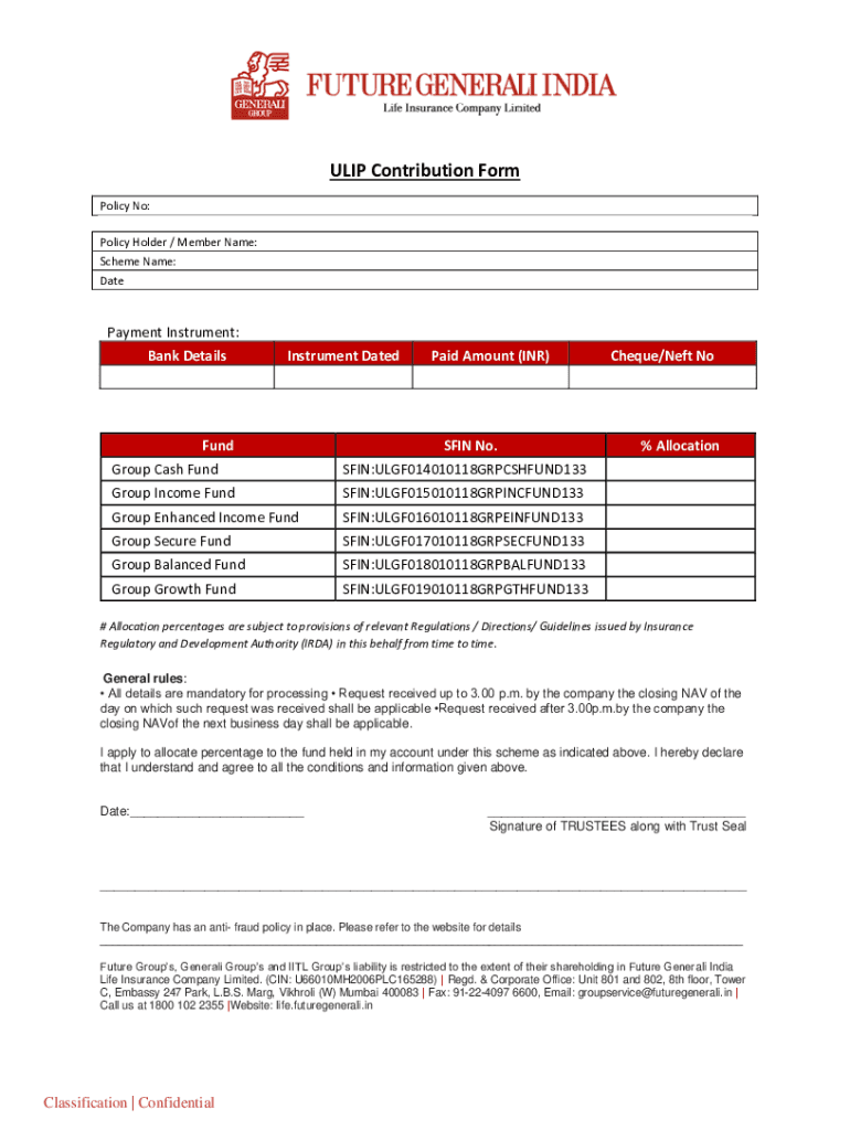Fillable Online life futuregenerali ULIP Plans - Buy Unit Linked ...