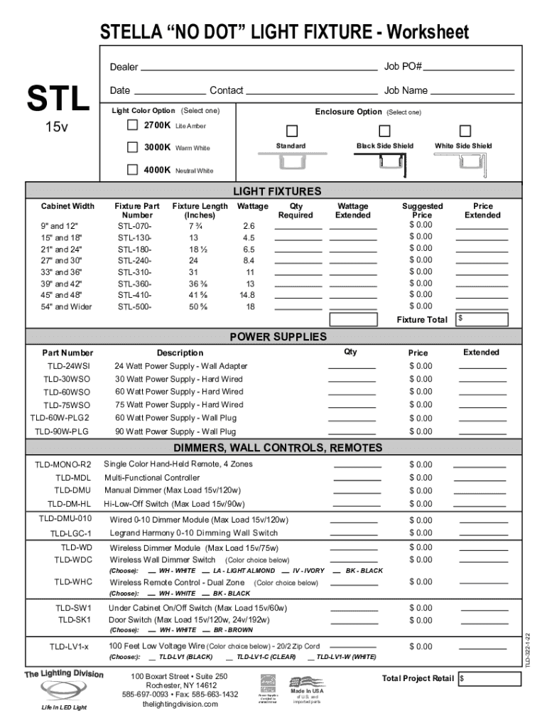 Fillable Online STL Worksheet - TLD-322 NP Fax Email Print - pdfFiller