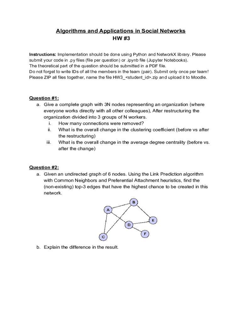 Fillable Online Algorithms And Applications In Social Networks Hw 3