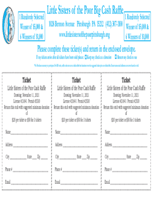 Fillable Online Little Sisters of the Poor Big Cash Raffle Fax Email ...