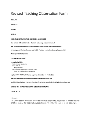 Fillable Online Revised Teaching Observation Form Fax Email Print ...