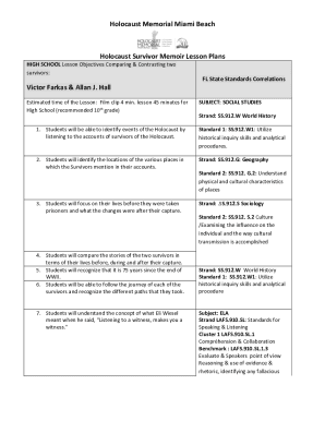 Fillable Online Holocaust Survivor Memoir Lesson Plans Fax Email Print ...