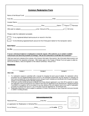 Fillable Online Common Redemption Form - MF SIP Fax Email Print - pdfFiller