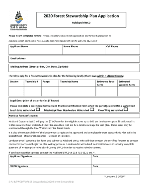 Fillable Online 2020 Forest Stewardship Plan Application Fax Email ...