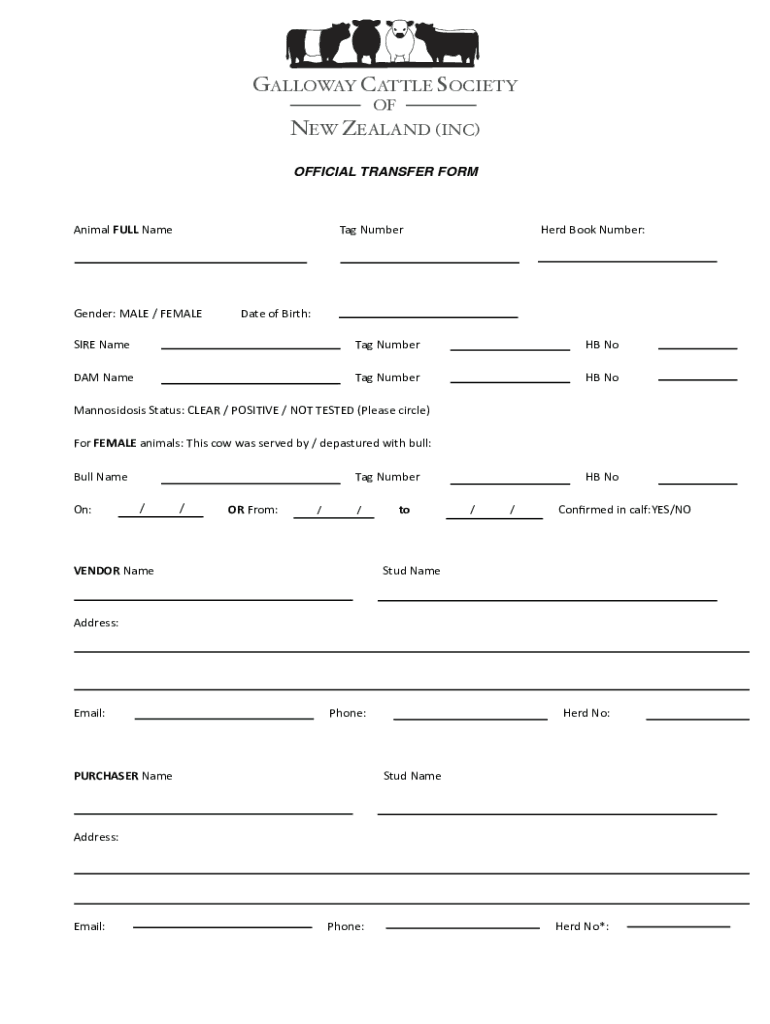 Fillable Online GCSNZ Official Transfer Form Fax Email Print - pdfFiller