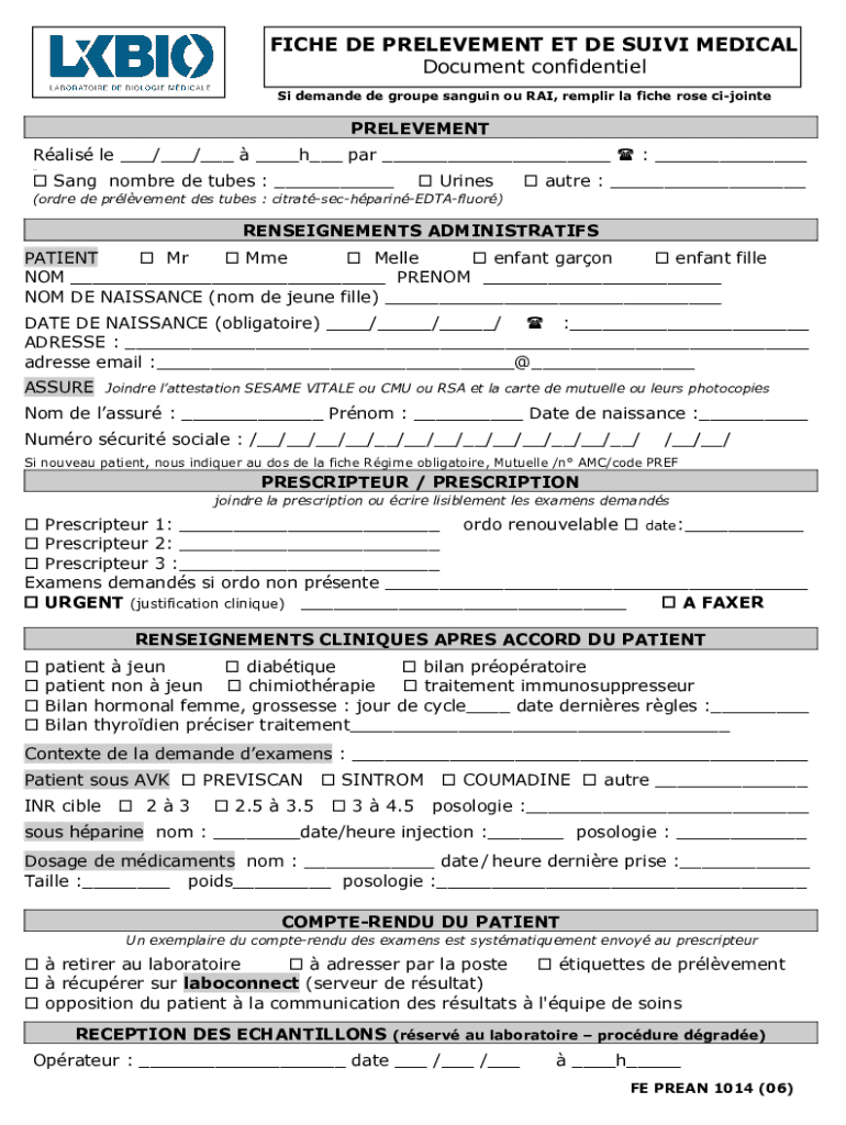 Remplissable En Ligne Si demande de groupe sanguin ou RAI, remplir la ...