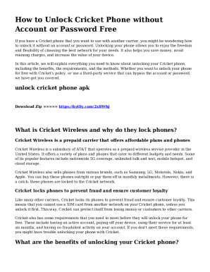 Fillable Online How to Unlock a Cricket Phone in Full Guide Fax Email ...