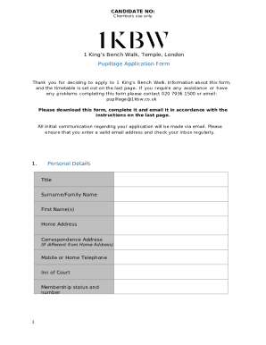 Pupillage ApplicationWorking With 1 King's Bench Walk Doc Template | pdfFiller