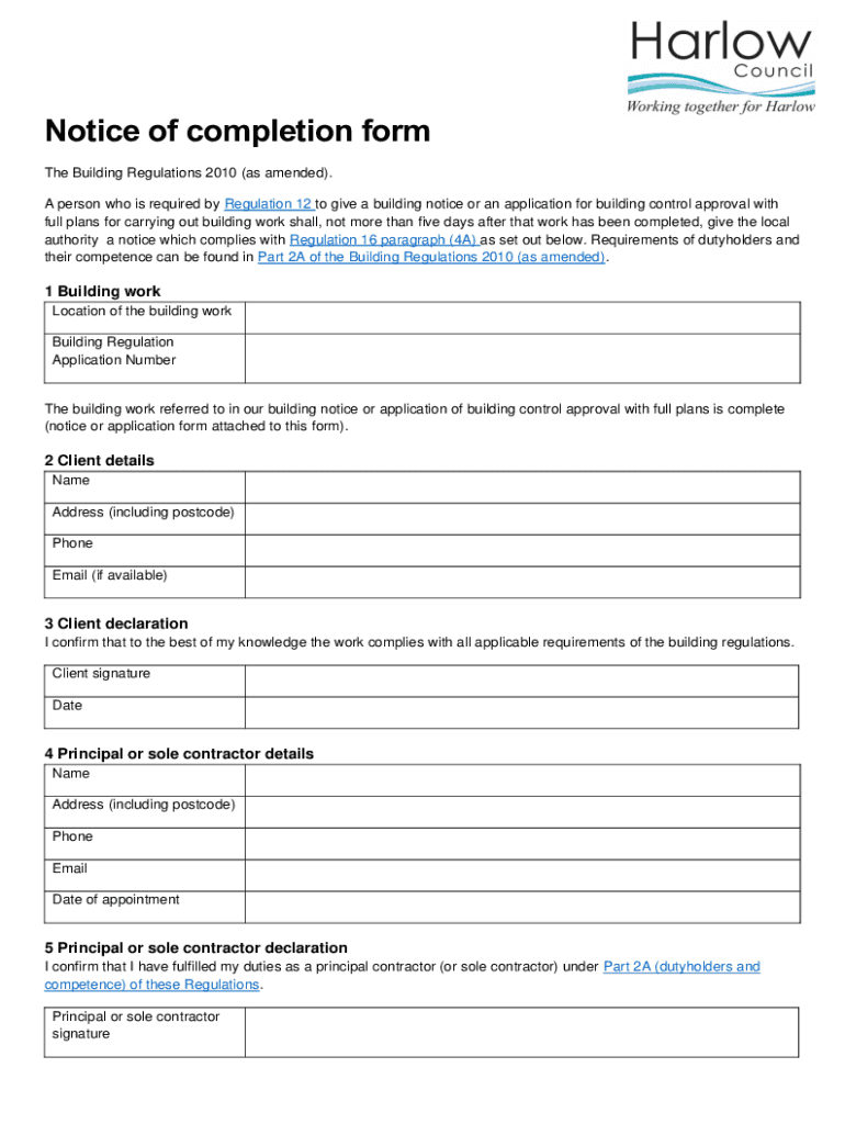 Fillable Online Building Notice application under the Building ...
