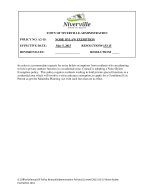 Fillable Online Noise Bylaw Exemption Fax Email Print - pdfFiller