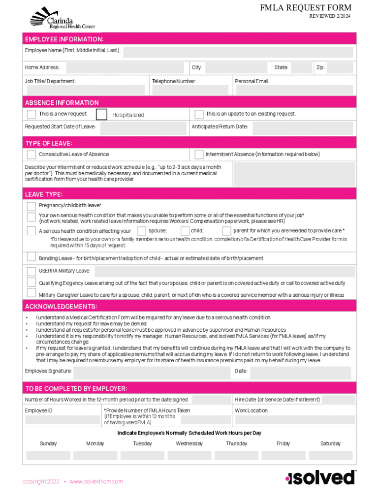 Fillable Online FMLA & LOA Request Form.pdf Fax Email Print - pdfFiller