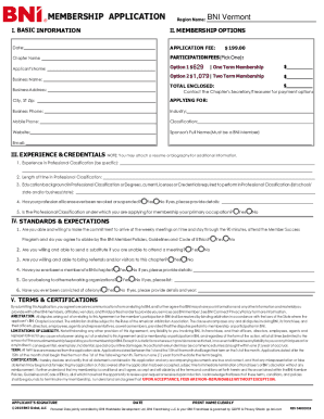 Fillable Online BNI Heart of Vermont BNIChapter DetailEnglish (US) Fax ...