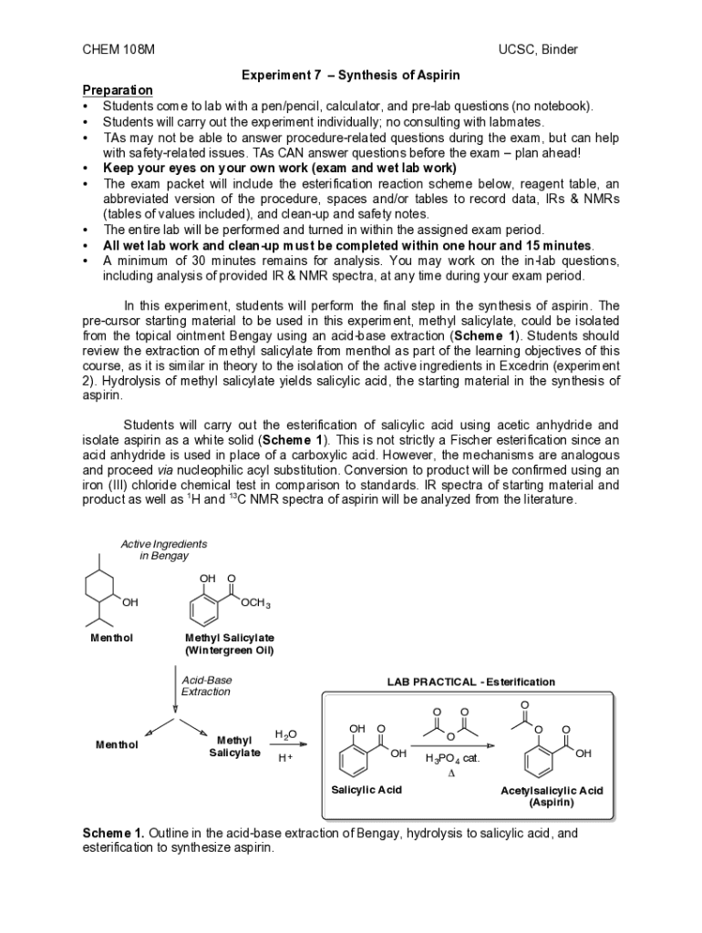 Fillable Online Solved Pre-lab Questions: Aspirin Synthesis During a ... Fillable Online Solved Pre-lab Questions: Aspirin Synthesis During a ...