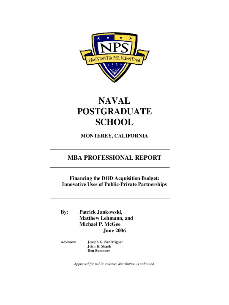 Fillable Online Financing the DOD Acquisition Budget. This project ...