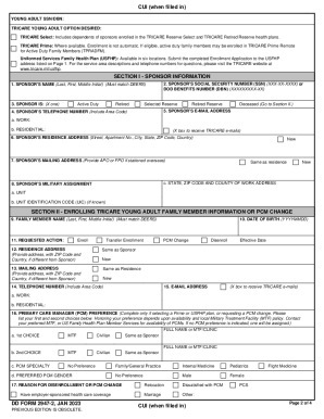 Fillable Online DD Form 2947-2, "TRICARE Young Adult Application (WEST ...