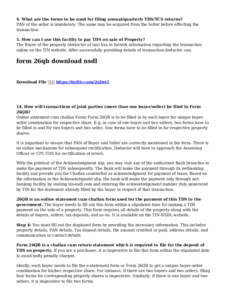 Fillable Online Form 26qb Download Nsdl Fax Email Print - pdfFiller