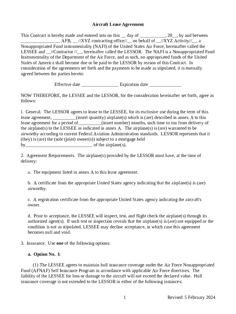 SAMPLE-AIRCRAFT-LEASE-AGREEMENT. ... Doc Template | pdfFiller