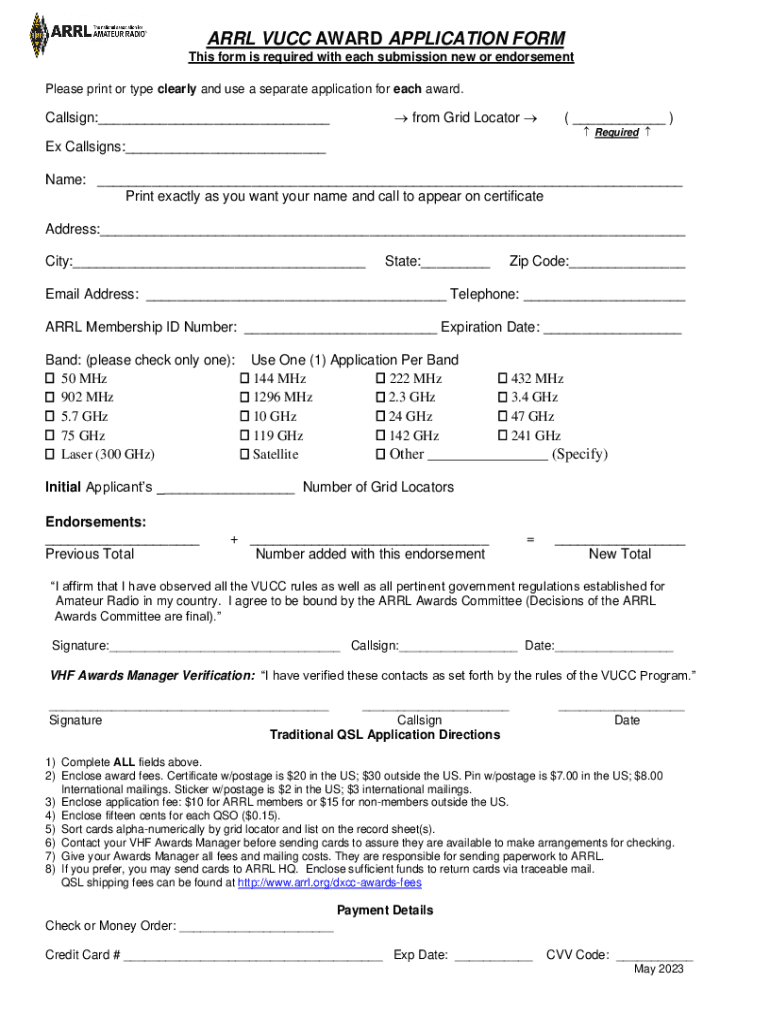 Fillable Online VHF/UHF Century Club Award Rules Fax Email Print - pdfFiller