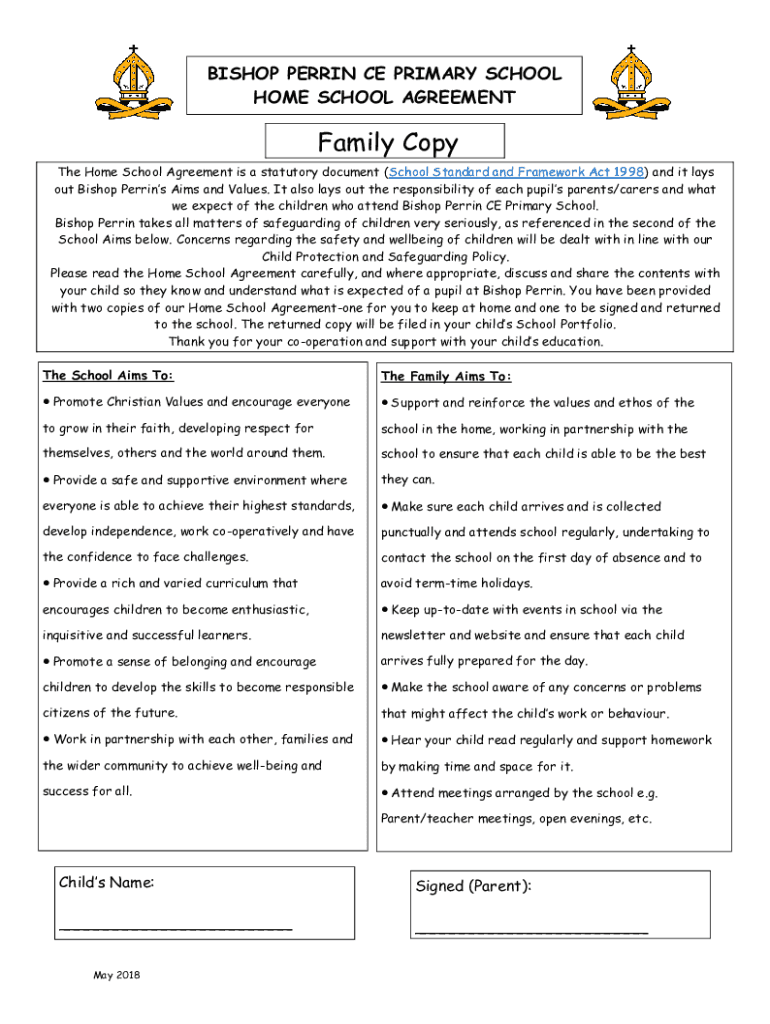 Fillable Online Bishop Perrin CE Primary School Home-School Agreement Fax Email Print - pdfFiller